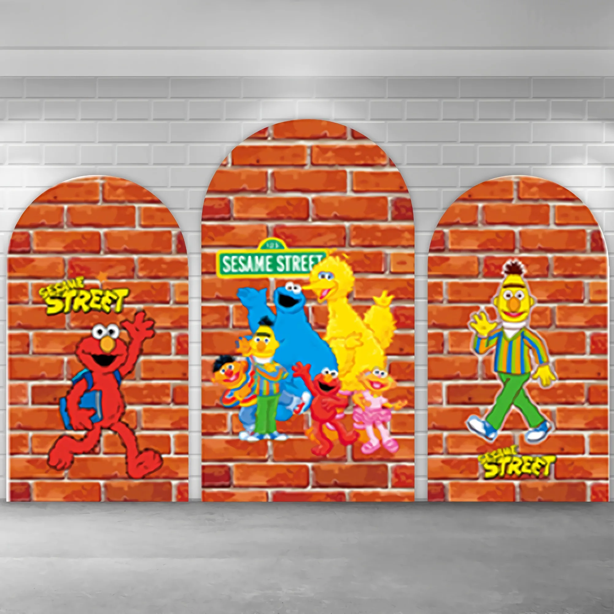 Sensfun-Sesame-Street-Arch-Backdrop-Brick-Walls-Elmo-Kids-Birthday ...