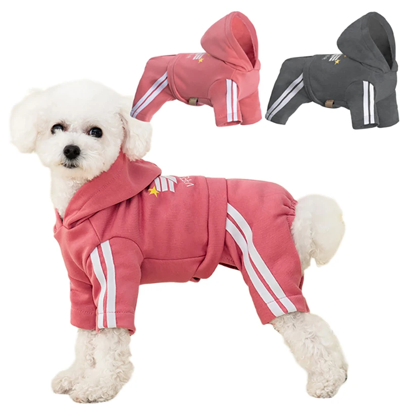Spring Dog Jumpsuit Sportswear Soft Dog Hooded Sweatshirt, Four Legs ...
