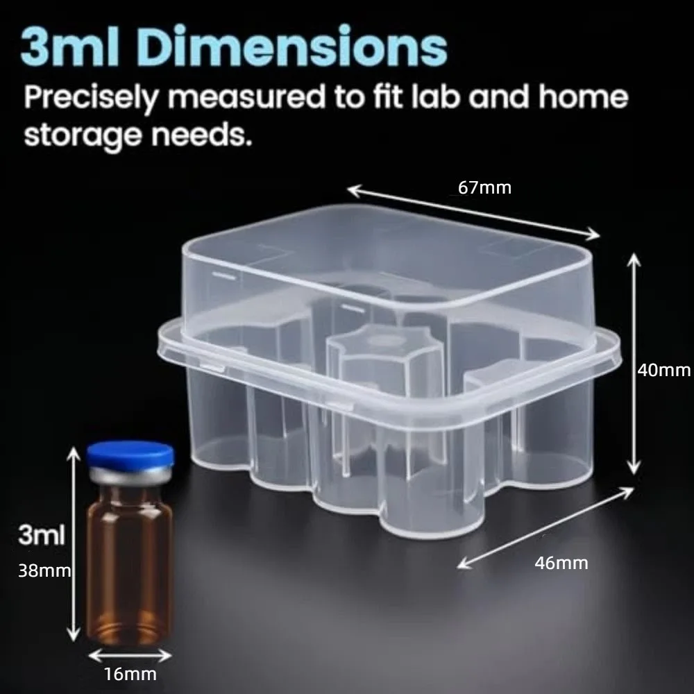 3ML/10mL 10-Slot Vial Storage Case Stackable Plastic Microtube Storage ...