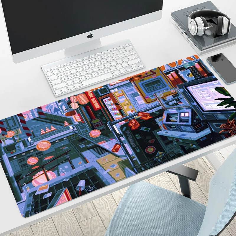 Gaming Mouse Pad Large Mouse Mat Laptop Pixel Japan Street Desk Mats ...