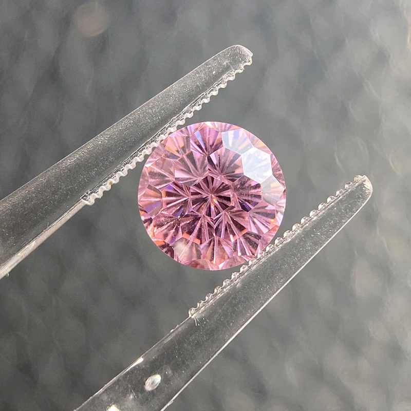 YinZheng 5A Grade Round Shape Firework Cutting Cubic Zirconia Pink ...