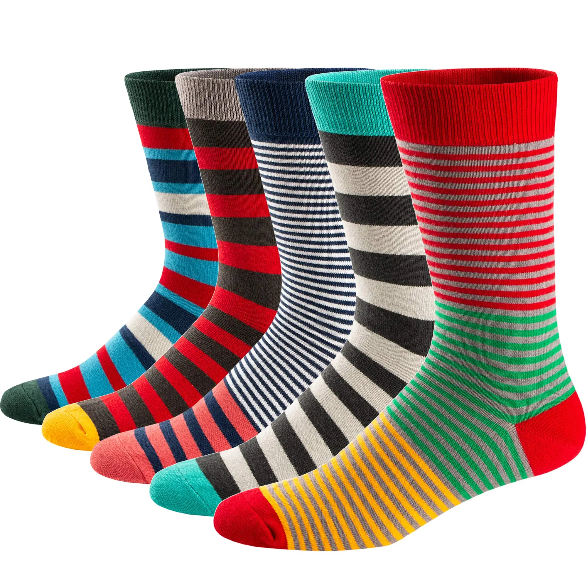 5Pairs-Mens-Fun-Dress-Socks-Pattern-Funny-Socks-Pack-Colorful-Striped ...