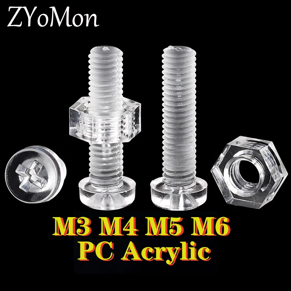 15-50-sets-Acrylic-Clear-Plastic-Nylon-M3-M4-M5-M6-Round-Phillips-Cross ...