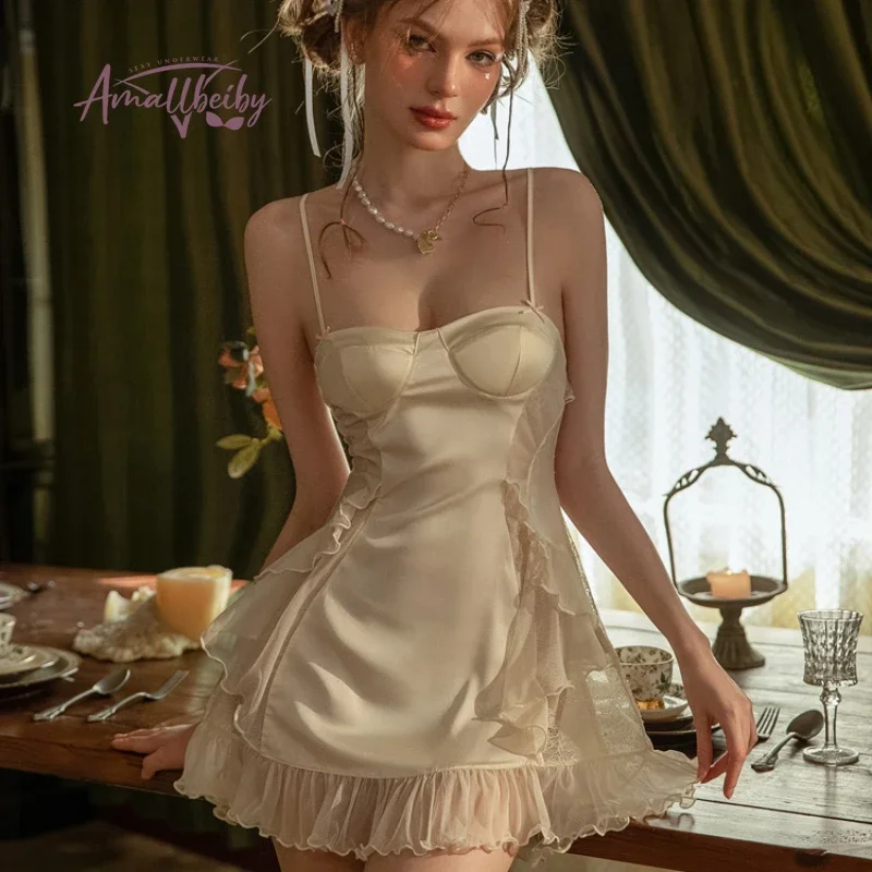 Summer-Sleepwear-Sexy-Nightgowns-Ice-Silk-Strap-Pajamas-with-Padded-Women-Home-Clothes-Hot ...