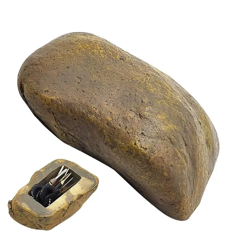 Outdoor Spare Garden Key Box Rock Hide In Stone Security Safe Storage ...