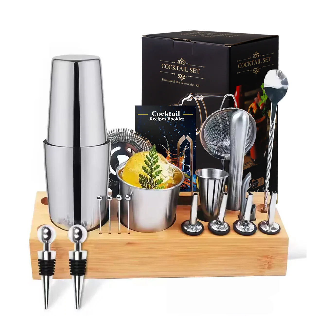 19pcs-Cocktail-Boston-Shaker-Set-Bartender-bar-Kit-Shaker-Set-for ...
