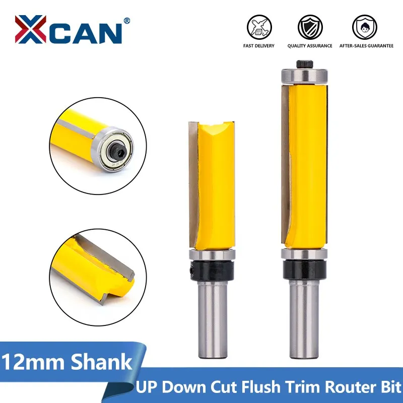 XCAN-Router-Bit-12mm-Shank-2-Flute-UP-Down-Cut-Flush-Trim-Router-Bit ...