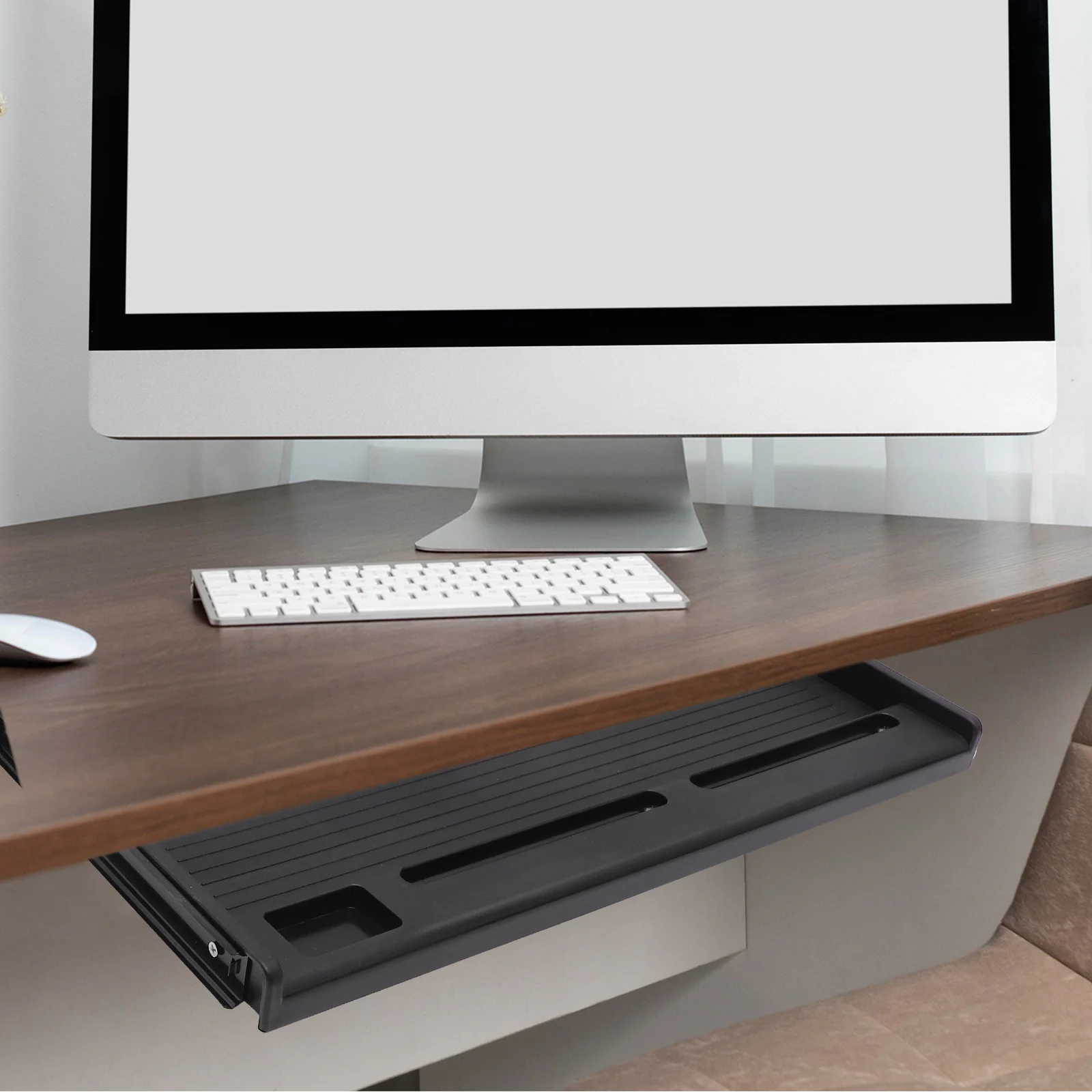 Keyboard-under-Desk-Mount-Tray-Computer-Monitor-Stand-Pull-Out-Extender ...