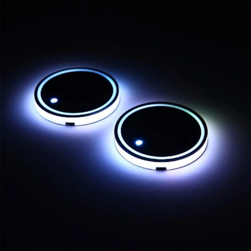 USB-Charging-Car-Led-Cup-Holder-Water-Bottom-Mat-Pad-RGB-Light-Decor ...