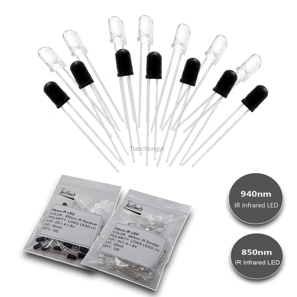 5mm-IR-LEDs-Emitting-Diode-850nm-940nm-2pin-Infrared-Emitter-and-IR ...
