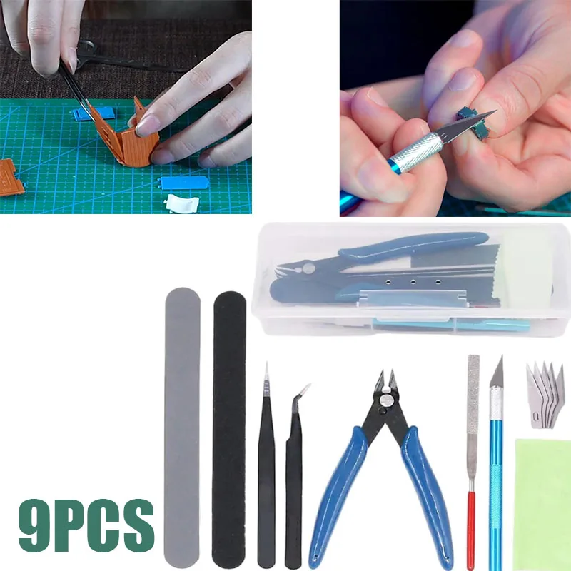 9Pcs-Craft-Basic-Tools-Set-for-Beginners-Hand-Made-Car-Model-Building ...