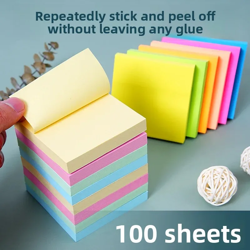 100Sheets Colorful Post-it Notes Cute Creative Sticky Notes Office ...
