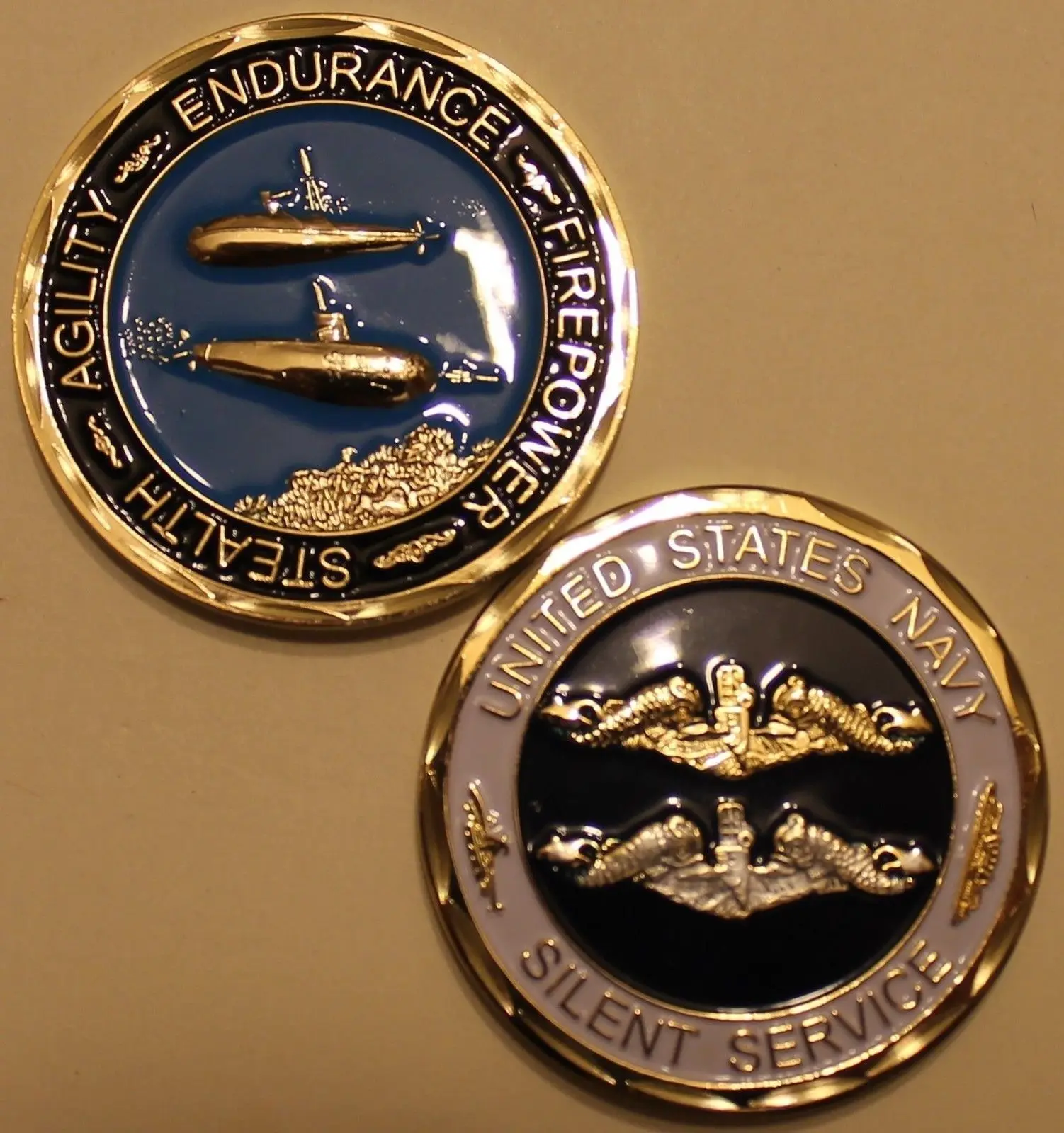 U.S. Navy Gold Plated United States Submarine Silent Service Challenge ...