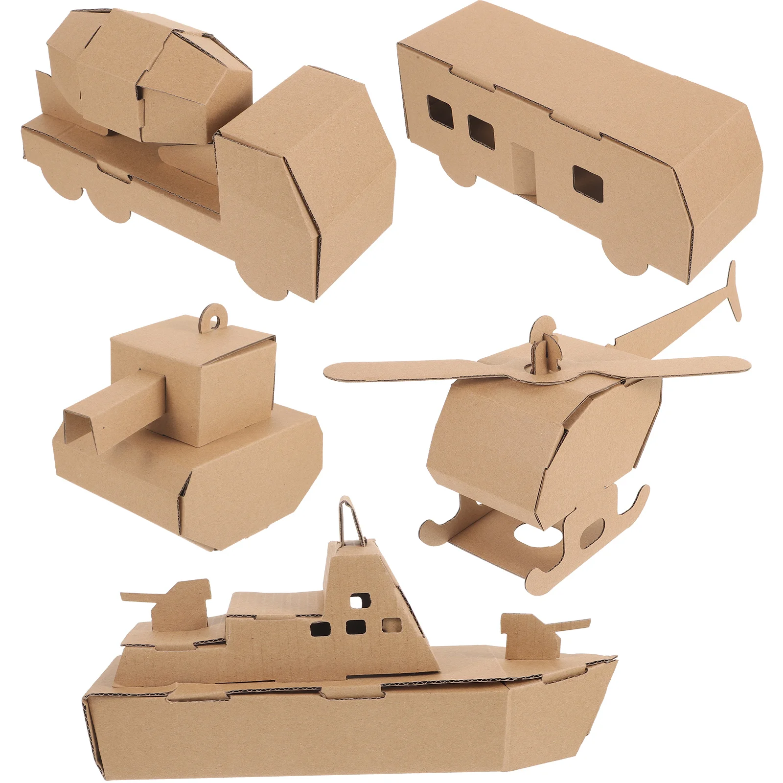 5-Pcs-Children-s-Handmade-Paper-DIY-Model-Airplane-Tank-Car-Submarine ...