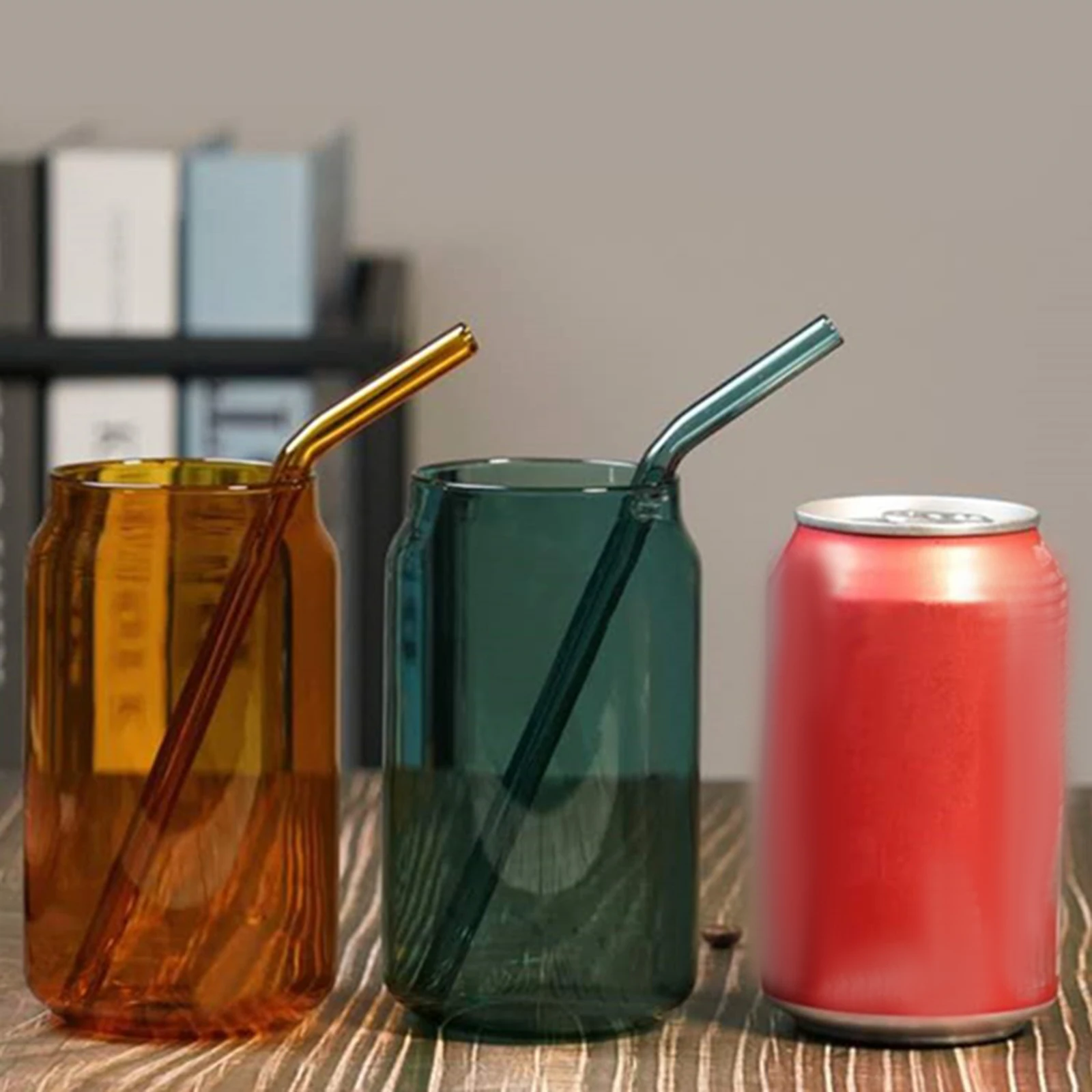 Glass-Cup-with-Straw-Portable-350ml-Beverage-Bottle-Glass-Tumbler ...