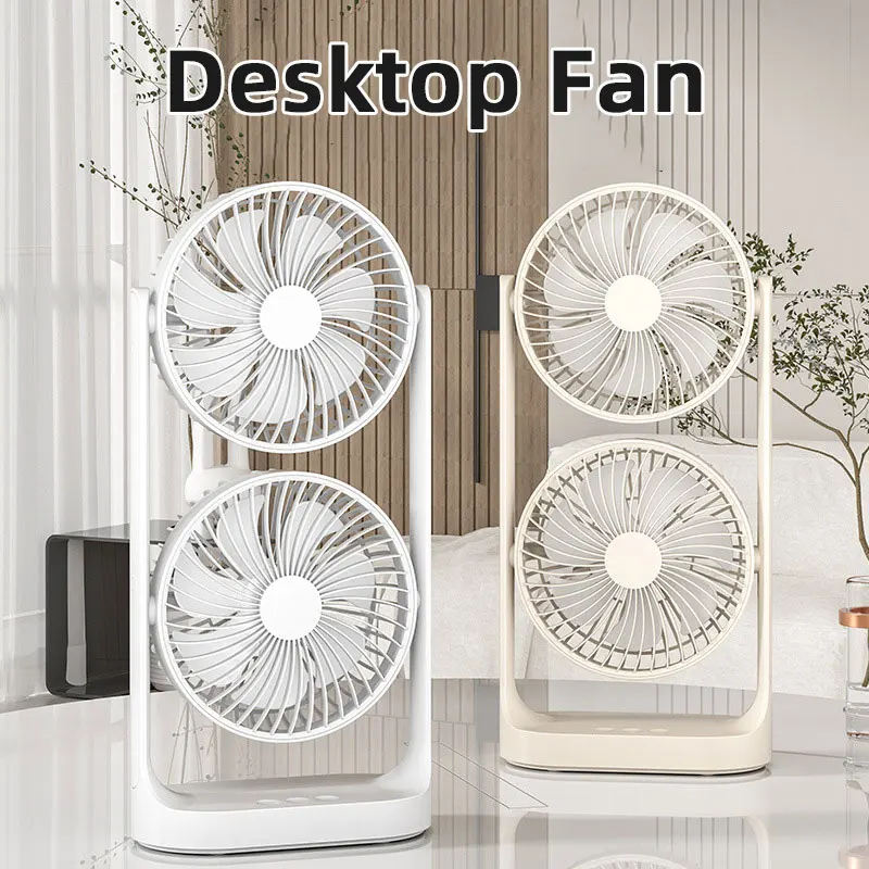 Double-Head-Desktop-Electric-Fan-Mini-USB-Rechargeable-Air-Circulation ...