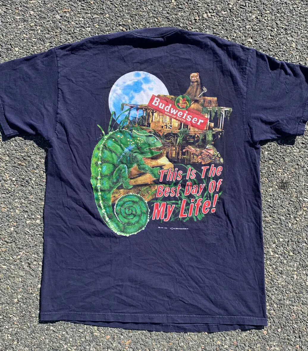 Vintage-Budweiser-Chameleon-Best-Day-Of-My-Life-1998-Beer-T-Shirt-Mens ...