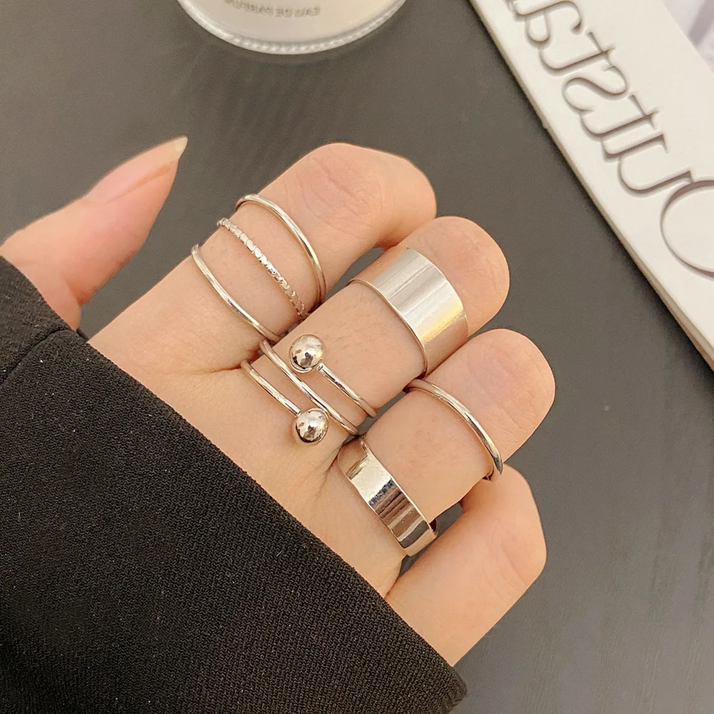 LATS Anillos multicapa simples para mujer, conjunto de anillos de aleación de articulación ...