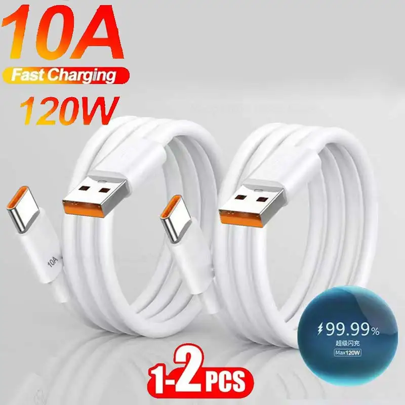 1-2Pcs120W-USB-Type-C-Cable-10A-Fast-Charging-Wire-Mobile-Phone-USB ...