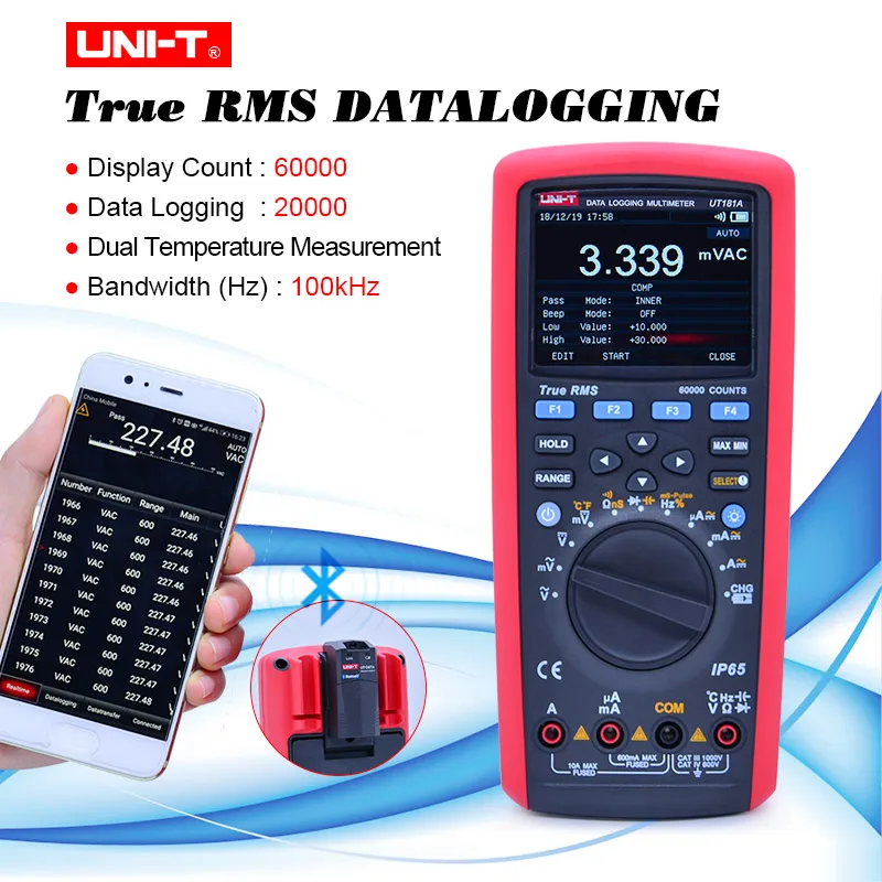U-NIT-UT181A-Data-logging-20000-Digital-Multimeters-True-RMS-DMM ...
