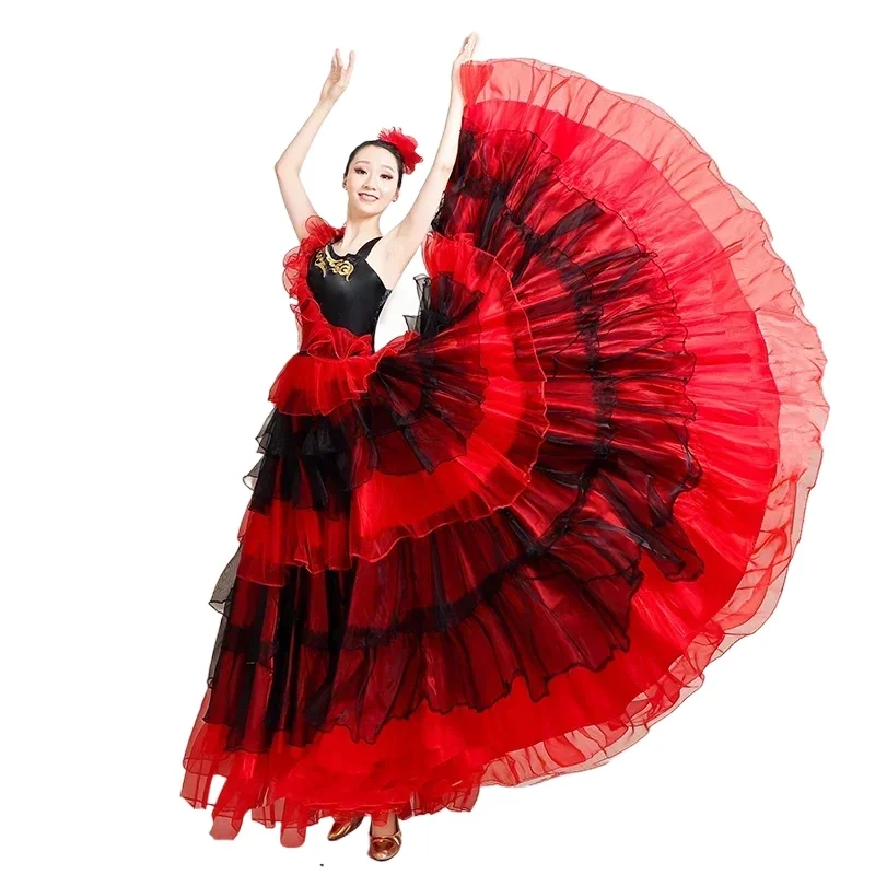 Modern Dance Fashion Plus Size Spanish Flamenco Dress Female Belly Danc ...