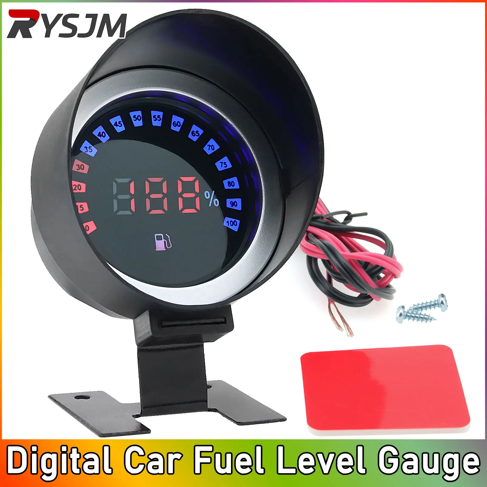 Fuel Level Gauge Digital Car Meter 100% Red Blue LED Clocks Meter Oil ...