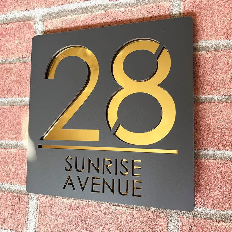 Customized Exterior Matte Dark Grey Acrylic Modern House Number Sign ...