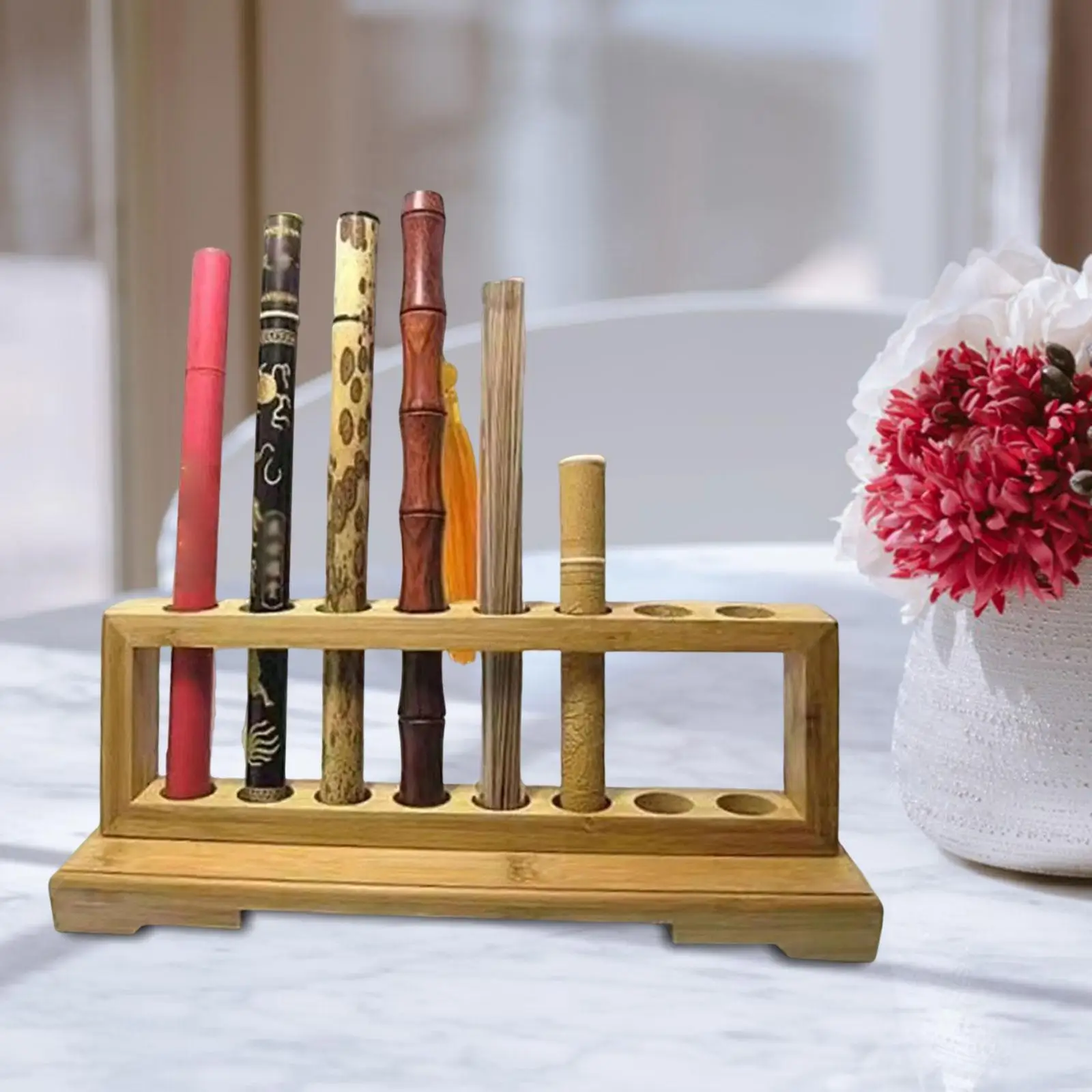 Round-Incense-Holder-Box-Display-Stand-Ornaments-Wood-8-Holes-Storage ...
