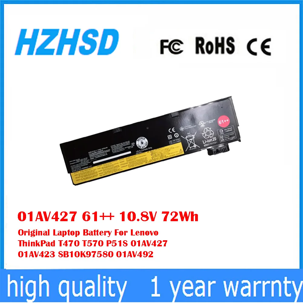 01AV427 61++ 10.8V 72Wh Original Laptop Battery For Lenovo T470 T570 ...
