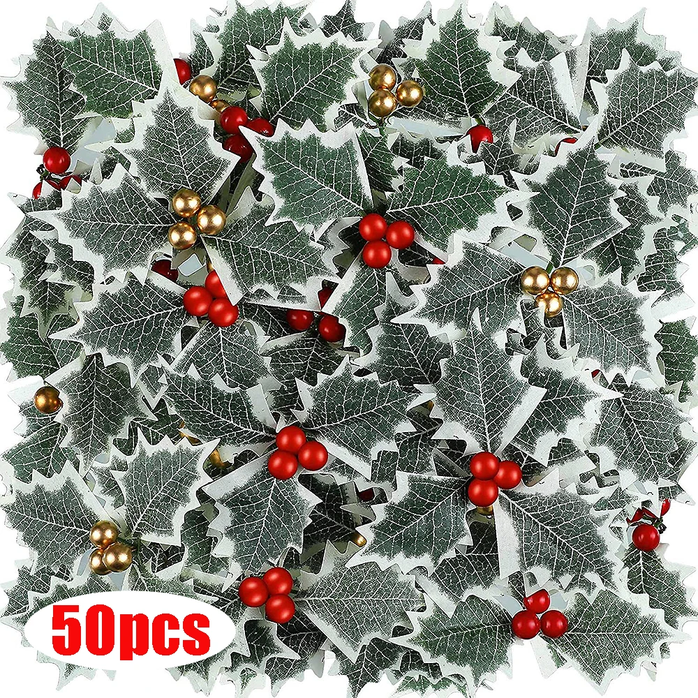Natal artificial bagas de azevinho com folhas diy árvore de natal ...