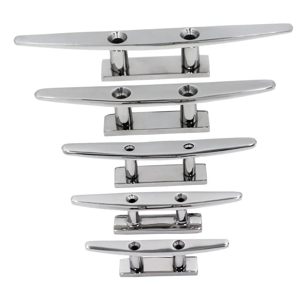 Marine Grade Stainless Steel 316 Low Flat Cleat Boat Cleats 4 Inch 5 ...
