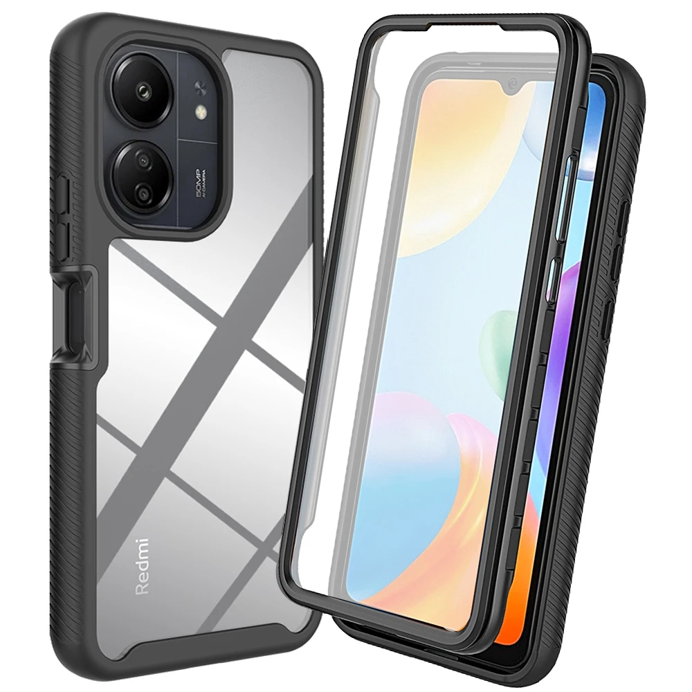 For-Redmi-13C-12C-10C-Crystal-Case-360-Protect-Front-Film-Bumper-Armor ...