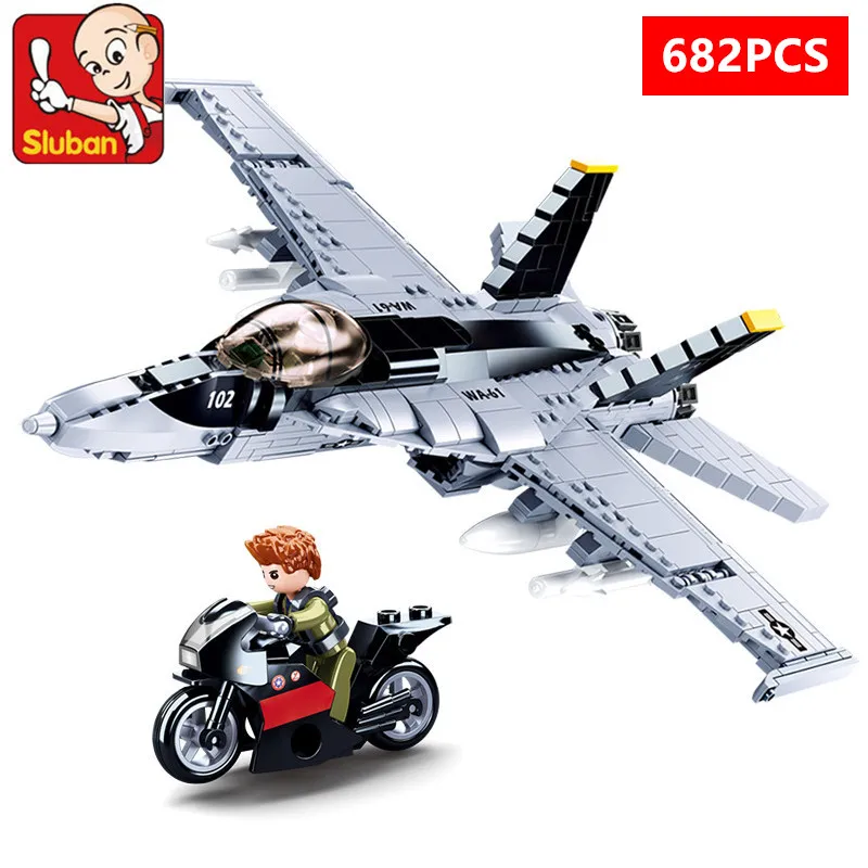 Sluban-682PCS-Military-F-a-18-Strike-Fighter-Us-Hornet-Airplane ...