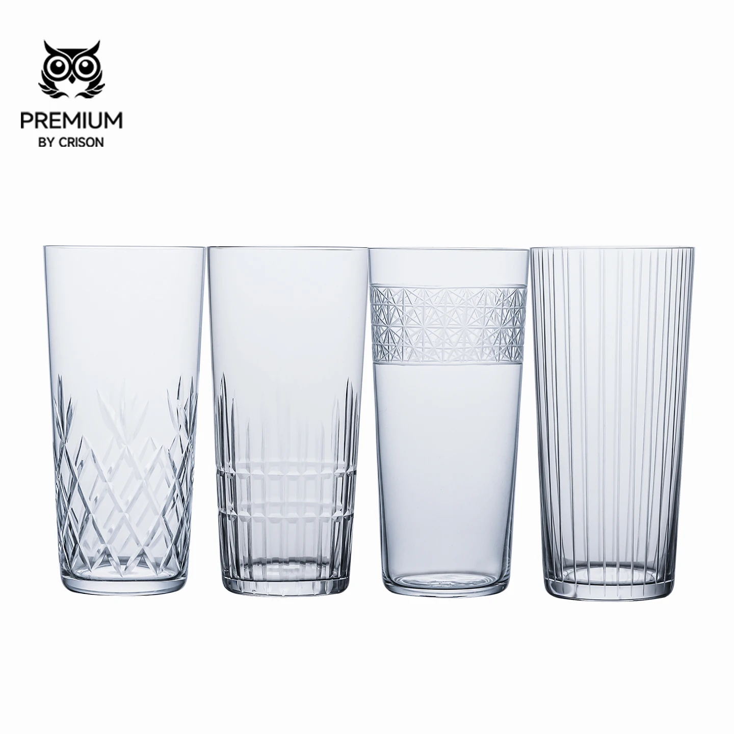CRISON Premium Crystal Glass Hand Carved Patterns Long Drink Cocktail ...