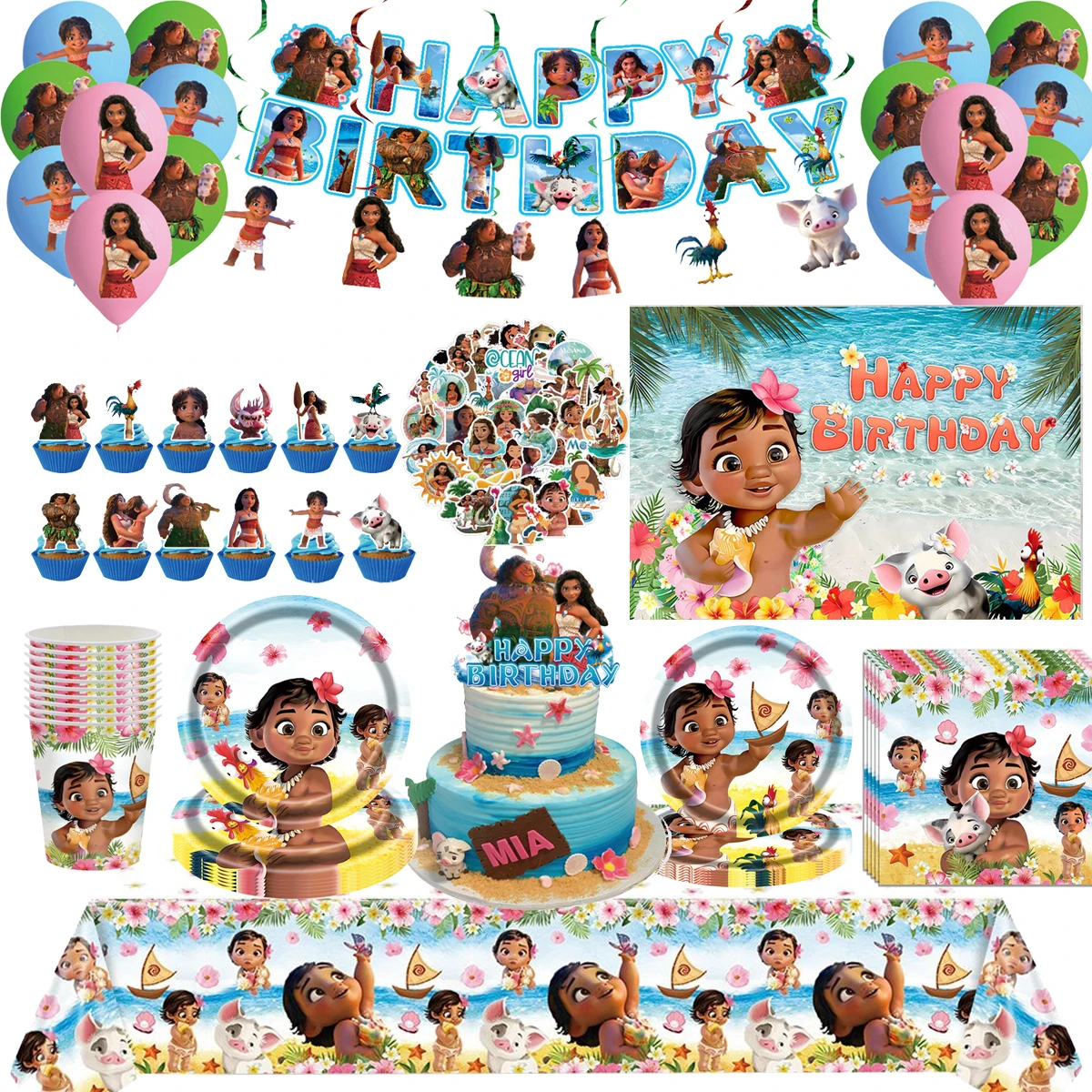 Disney-Moana-2-Party-Decoration-Simia-Tableware-Paper-Plates-Balloons ...