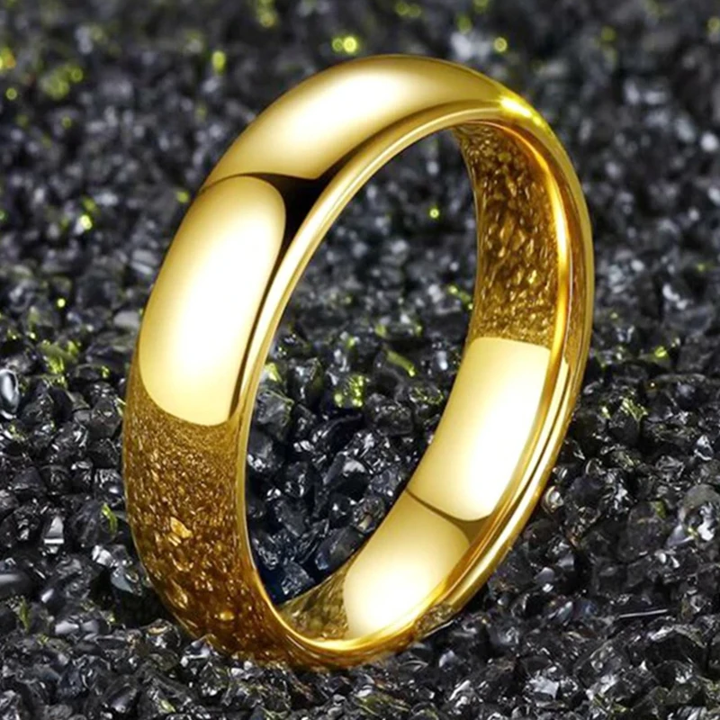 Fashion Simple Wedding Rings for Women 4mm Gold Color Lover Couple ...
