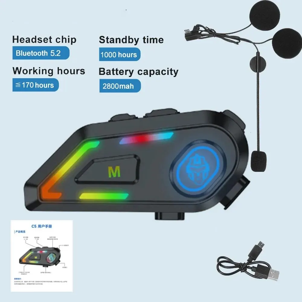 DK03-Motorcycle-Helmet-Headset-Stereo-Bluetooth-Hands-Free-Call-IPX6 ...