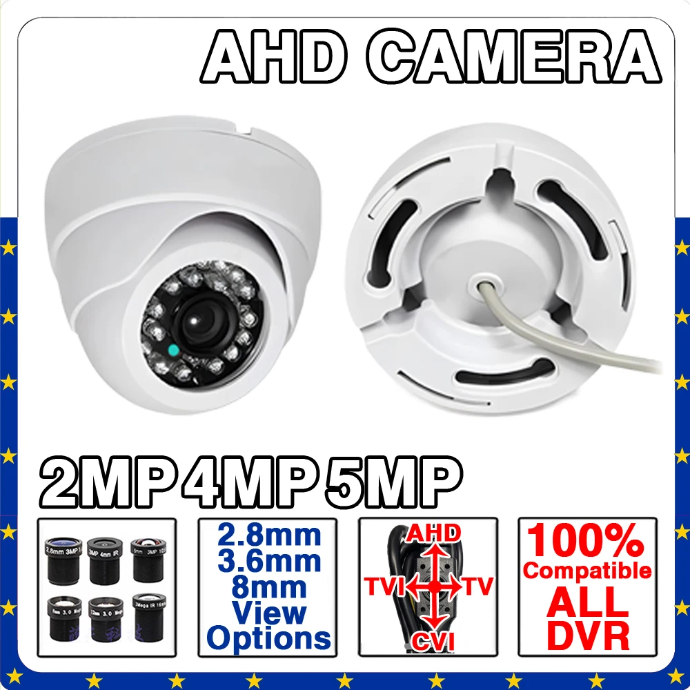Plug And Play White Mini AHD Dome Camera 4K 5MP 4MP 1080P Analog/TVI ...