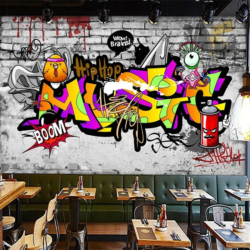 Bar Art Wallpaper Custom 3D Photo Wallpaper Street Graffiti Art Wall