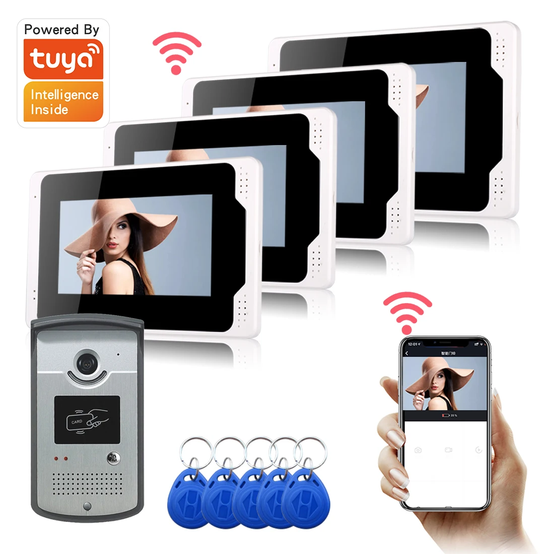 7-inch-1-4-Monitors-Wifi-Wireless-RFID-Video-Door-Phone-Doorbell ...