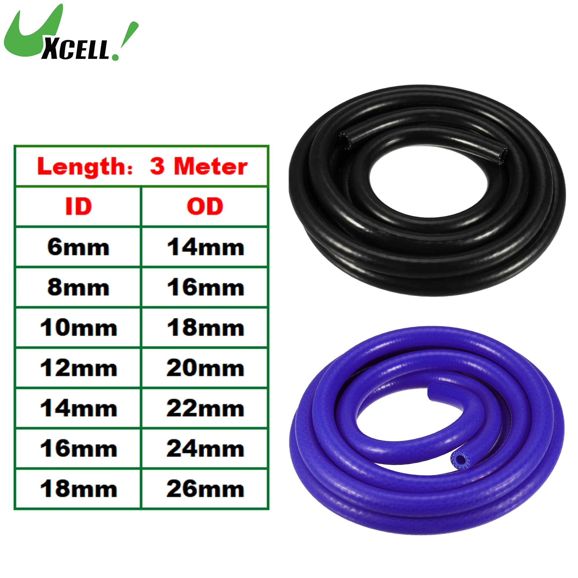 UXCELL-6mm-8mm-10mm-12mm-14mm-16mm-18mm-ID-Silicone-Vacuum-Tubing-Hose ...