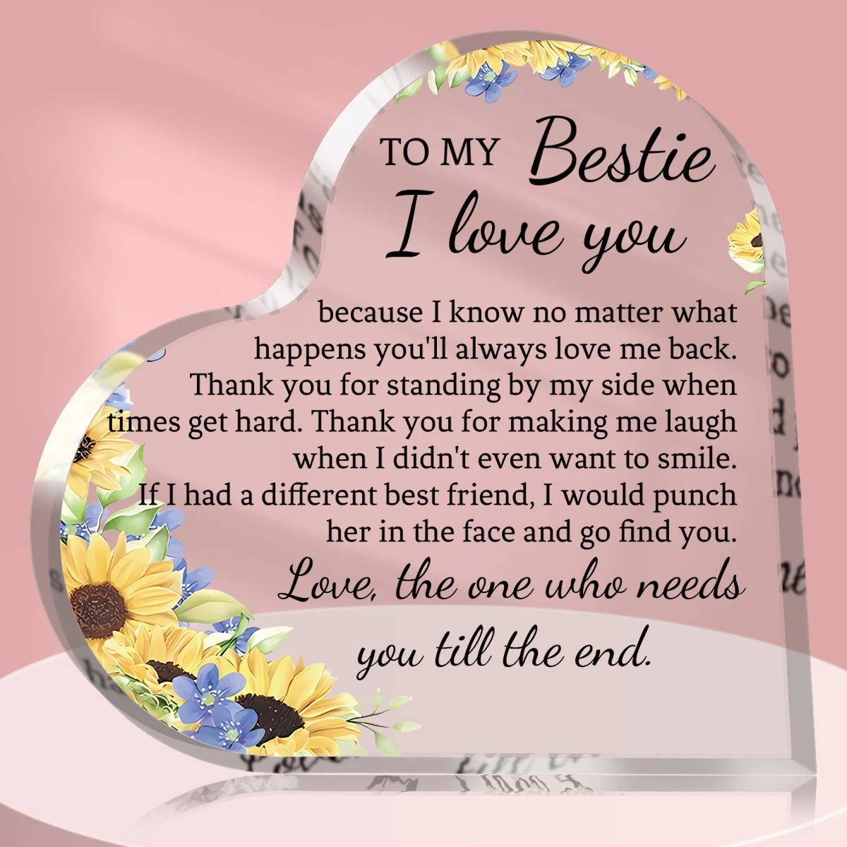 1PC Bestie Birthday Gifts Heart-shaped Plaque Sign Home Table Decor ...