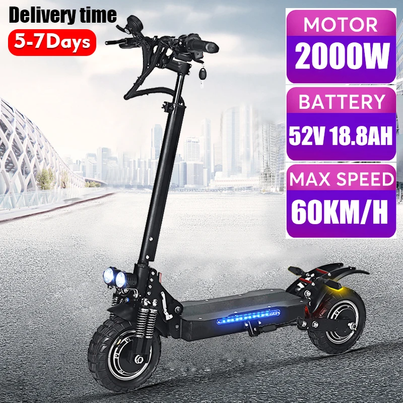 Patinete eléctrico con motor de 2000W, scooter de plegado rápido, 52V ...