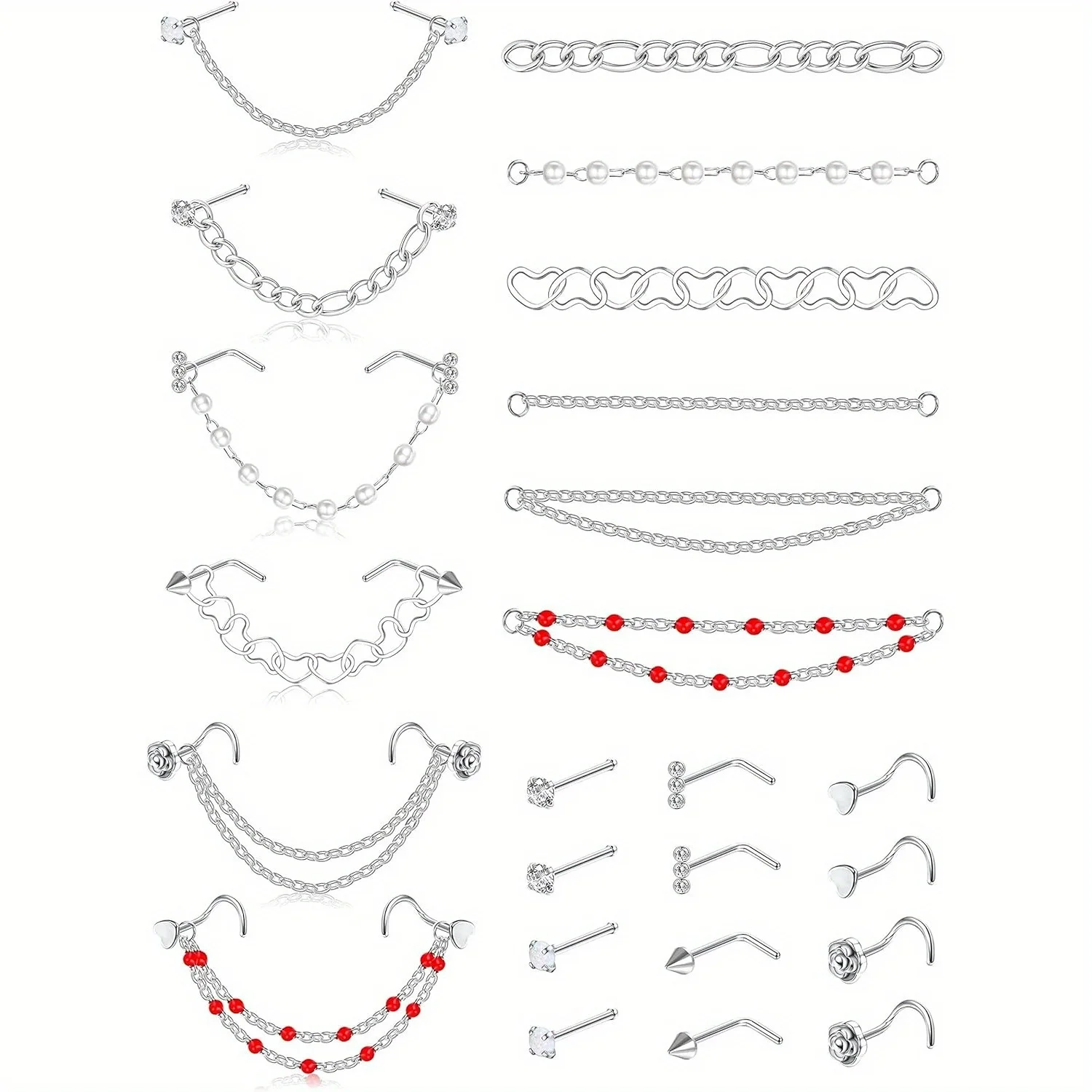 Drperfect-1PC-Surgical-Steel-Nose-Chain-Across-Nose-Nostril-Piercing-L ...