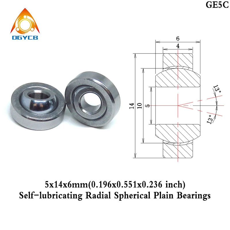 1pcs GE5C 5x14x6 Self-lubricating Radial Spherical Plain Bearing GE5UK GE5EC 5*14*6 Voron 2.4 ...