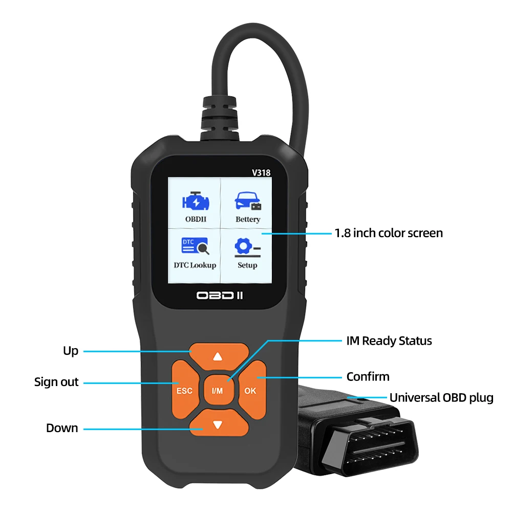 모든 OBD II 프로토콜용 CAN 진단 스캔 도구, 자동차 OBD2 스캐너, 코드 리더 엔진 오류 스캐너, 10 개 언어 지원 ...
