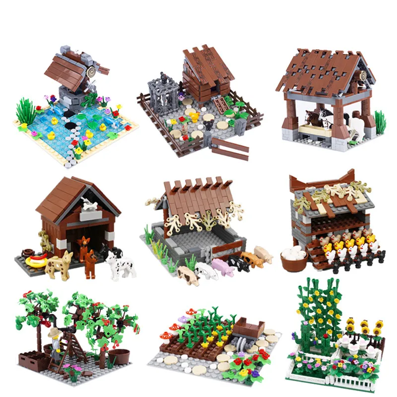 MOC-City-Farm-Building-Blocks-Plant-Animal-Chicken-Pig-Dog-Horse ...