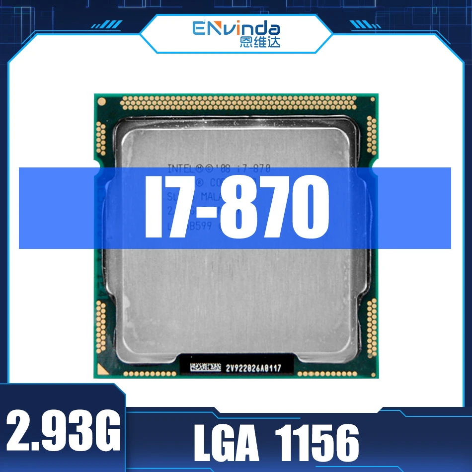 Used Intel Core i7 870 Processor Quad Core 2.93GHz 95W LGA 1156 8M Cache Desktop CPU Support H55 ...