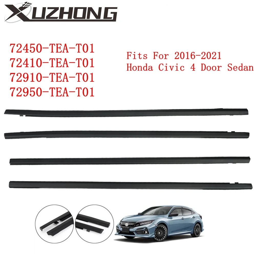 72450-TEA-T01-4Pcs-Car-Weatherstrip-Window-Door-Moulding-Trim-Seal-Belt ...