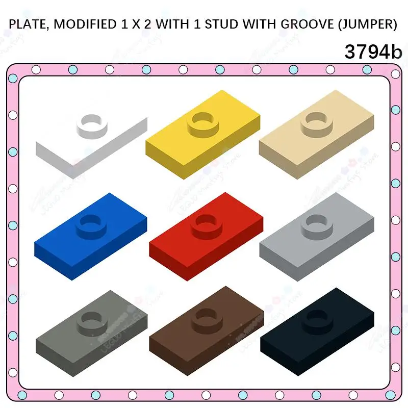 10PCS-LOT-3794b-Plate-Modified-1X2-With-1-Stud-With-Groove-MOC-Parts ...